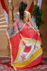 Multicolor Hand Block Kerala Cotton Saree for Puja – Craftyle